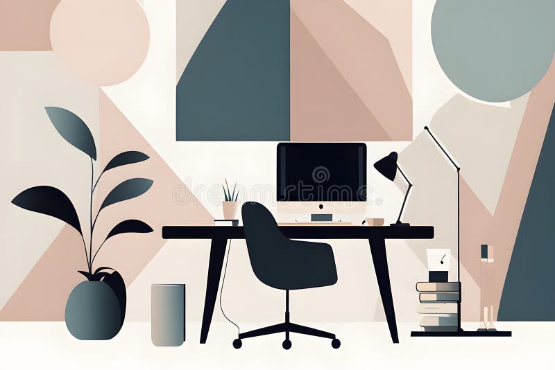 Abstract Symbolic Wallpaper Composition Representing Home Office Stock ...