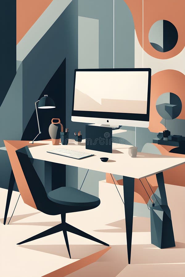 Abstract Symbolic Wallpaper Composition Representing Home Office Stock Illustration ...