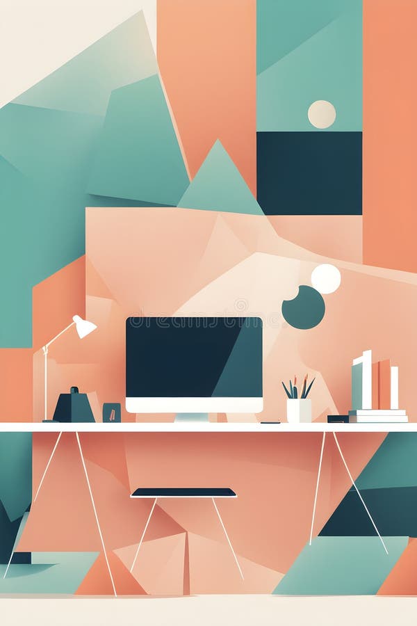 Abstract Symbolic Wallpaper Composition Representing Home Office Stock ...