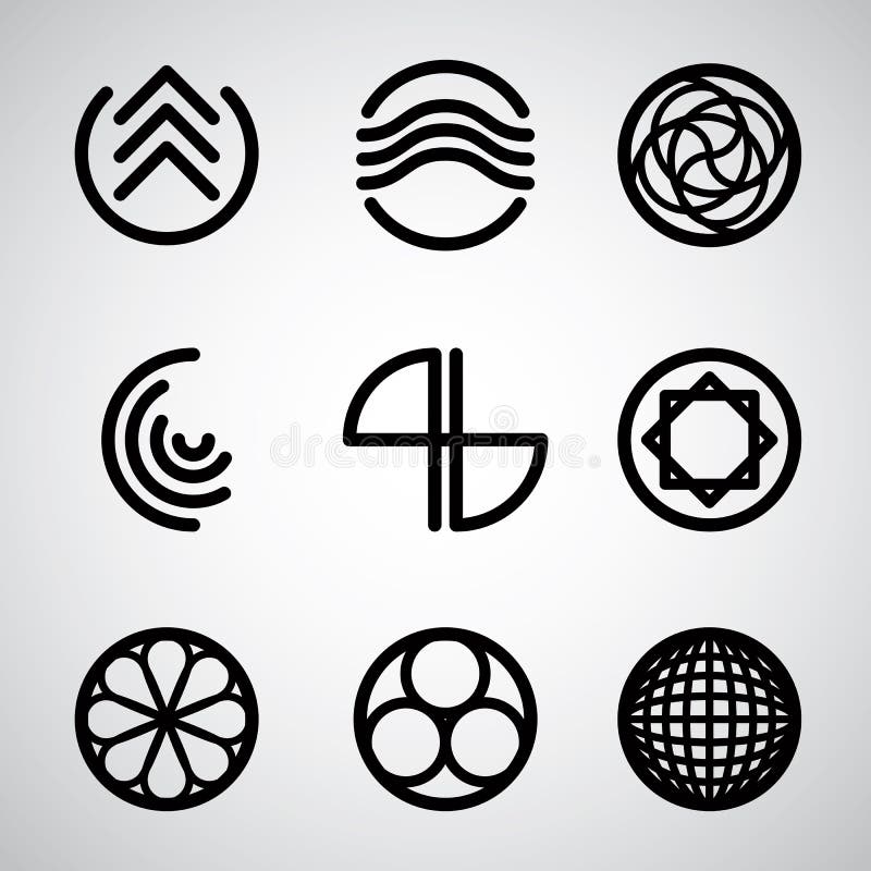 Abstract symbols set 2. stock vector. Illustration of round - 43600962