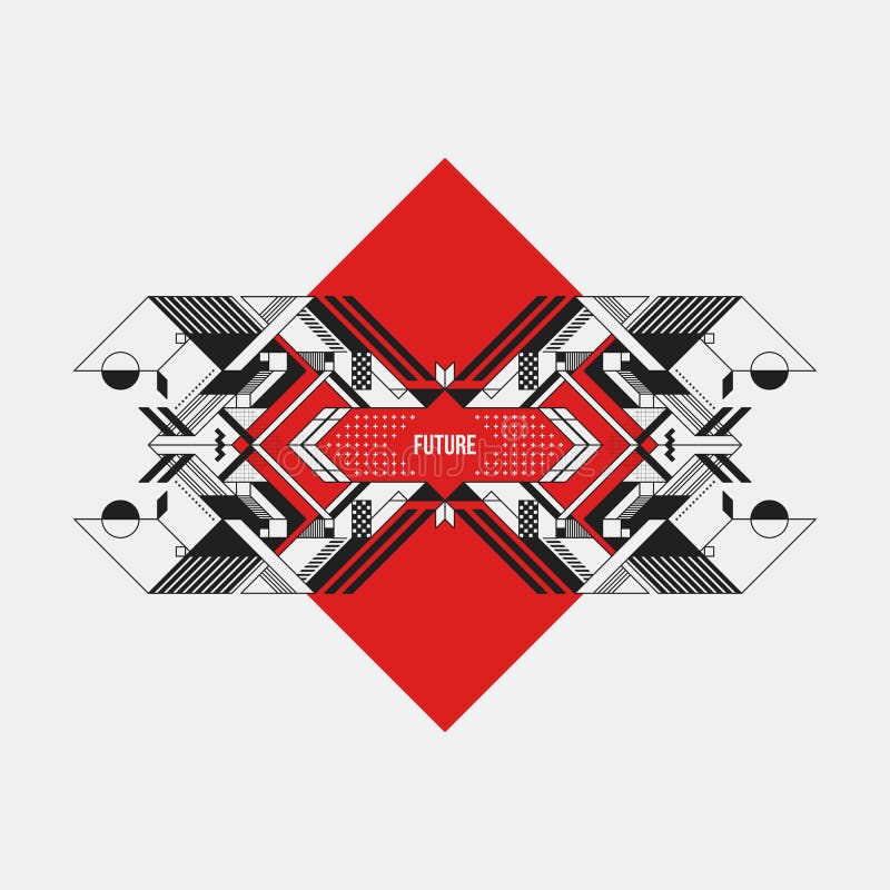 Abstract Symmetric Design Made of Geometric Shapes Stock Vector ...