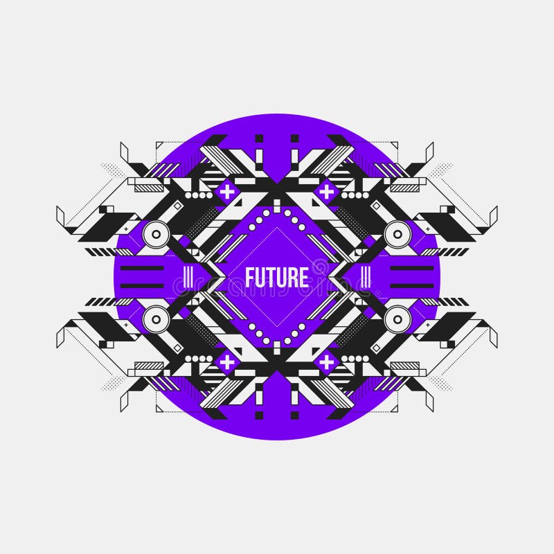 Abstract Symmetric Design Element on Violet Circle Stock Vector ...
