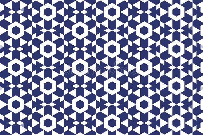 Abstract Symmetric Triangle and Hexagon Design in Midnight Blue with ...
