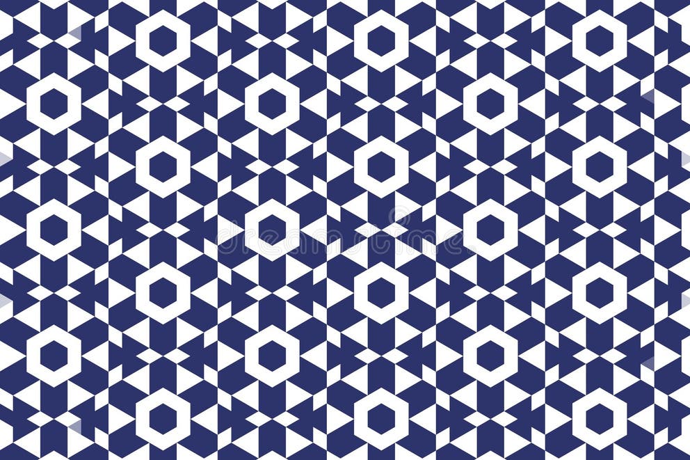Abstract Symmetric Triangle and Hexagon Design in Midnight Blue with ...