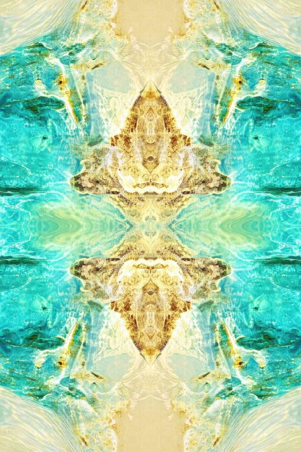 Abstract Symmetrical Beach Wave Pattern with Turquoise and Sandy Hues ...