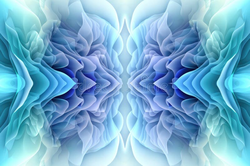 Abstract Symmetrical Blue and White Fractal Flower Background Design ...