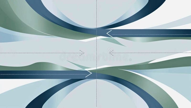 Abstract Symmetrical Design Featuring Curved Blue and Green Wave-like ...