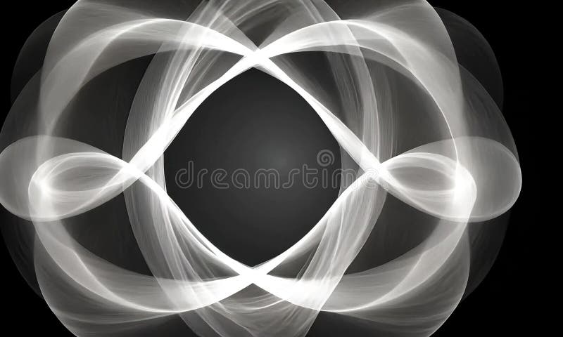 Abstract Symmetrical Design with Flowing White Lines on Black ...
