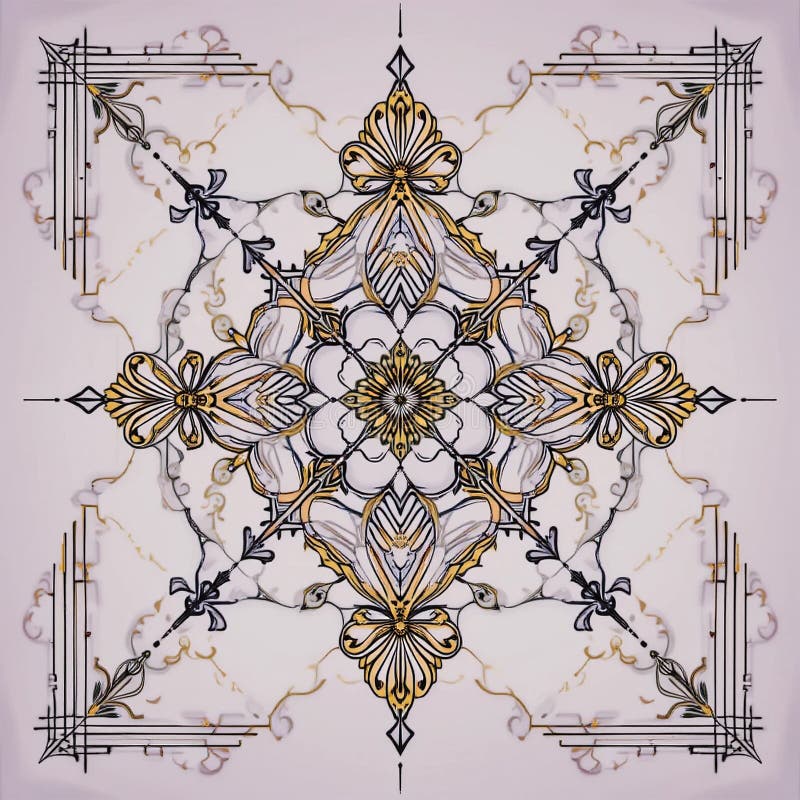 Abstract Symmetrical Drawing with Lines Ornaments and Patterns, Minimal ...