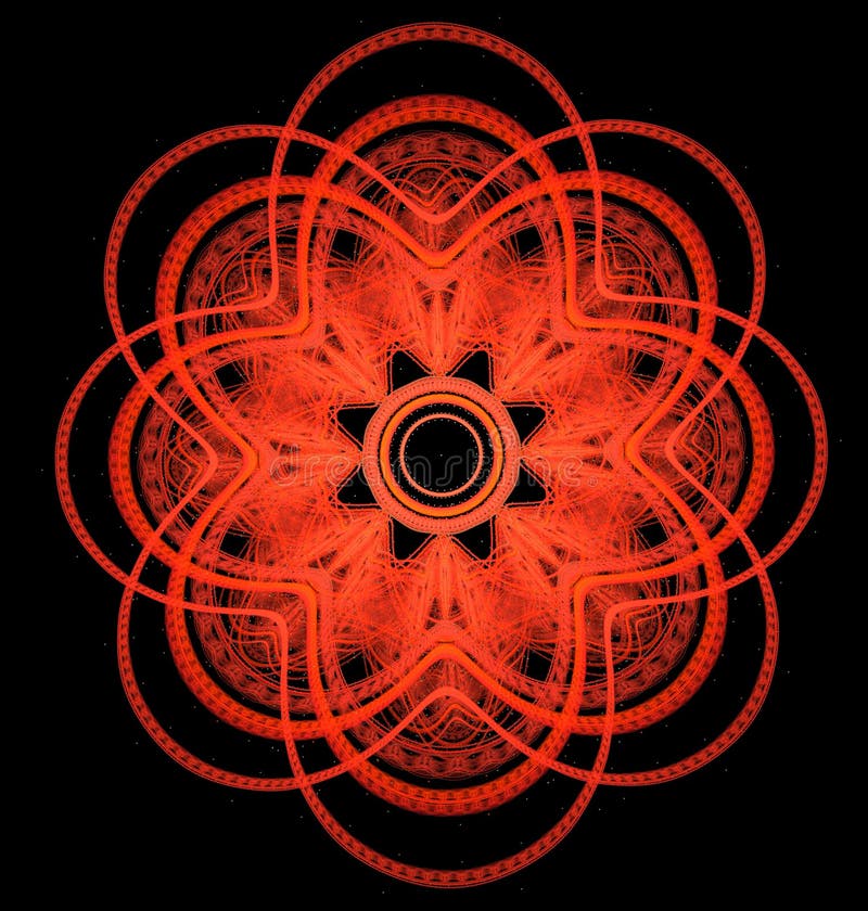 Abstract Symmetrical Ornamental Pattern of Red the Eight-pointed Cross ...