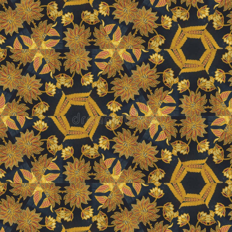 Abstract Symmetrical Pattern of Black and Yellow Indonesian Batik ...