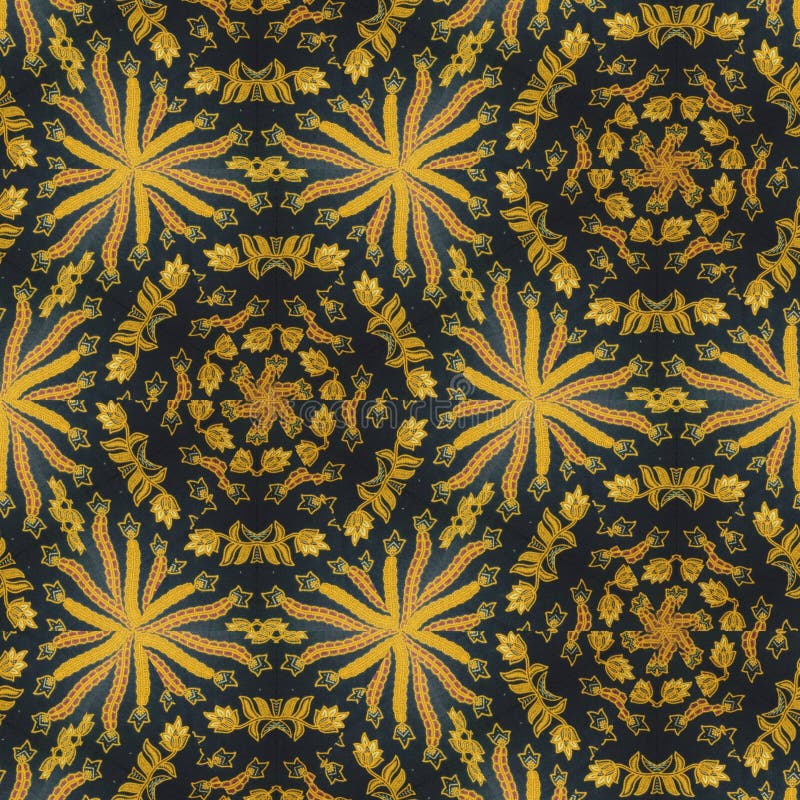Abstract Symmetrical Pattern of Black and Yellow Indonesian Batik ...