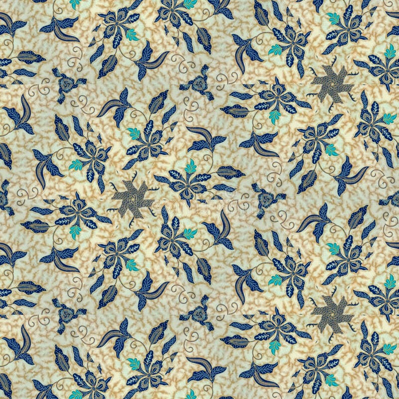 Abstract Symmetrical Pattern of Indonesian Batik in Beige Color, Floral ...