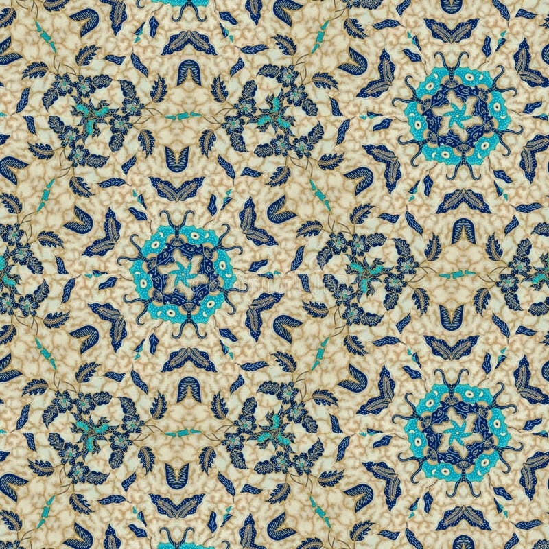 Abstract Symmetrical Pattern of Indonesian Batik in Beige Color, Floral ...