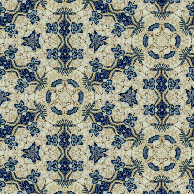 Abstract Symmetrical Pattern of Indonesian Batik in Beige Color, Floral ...