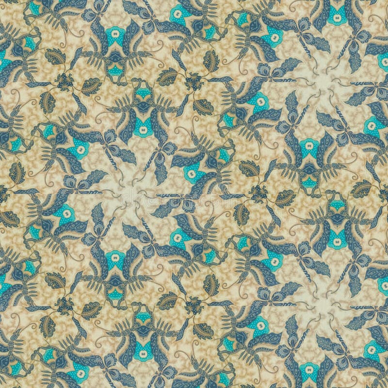 Abstract Symmetrical Pattern of Indonesian Batik in Beige Color, Floral ...