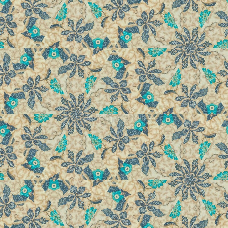 Abstract Symmetrical Pattern of Indonesian Batik in Beige Color, Floral ...