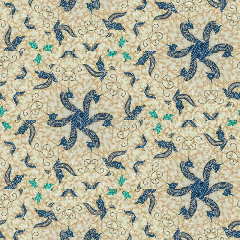 Abstract Symmetrical Pattern of Indonesian Batik in Beige Color, Floral ...