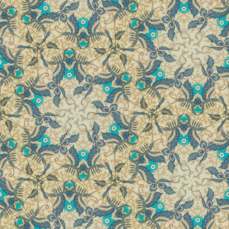 Abstract Symmetrical Pattern of Indonesian Batik in Beige Color, Floral ...