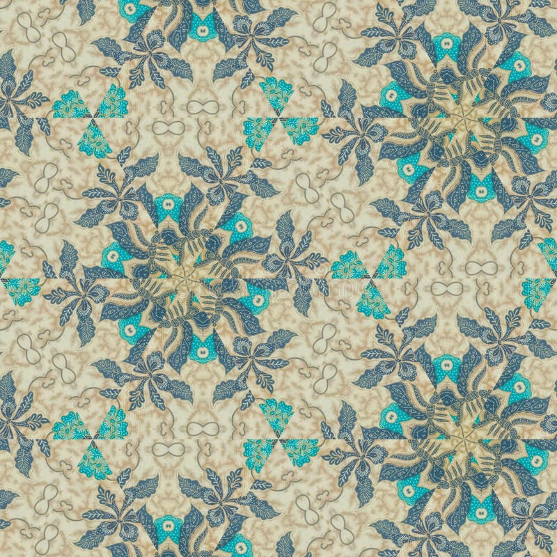 Abstract Symmetrical Pattern of Indonesian Batik in Beige Color, Floral ...