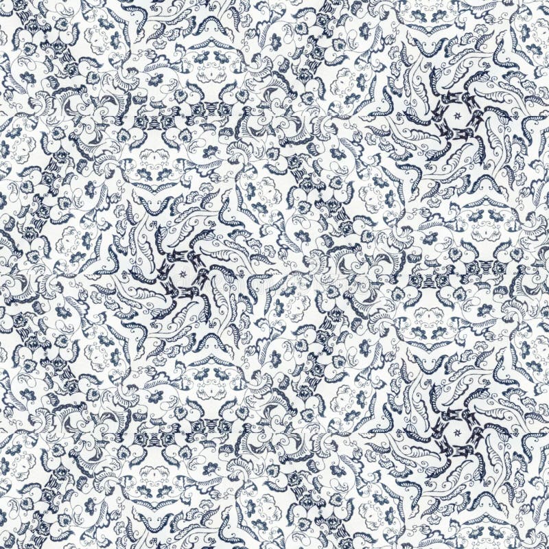 Abstract Symmetrical Pattern of Indonesian Batik, Floral Motif in Black ...