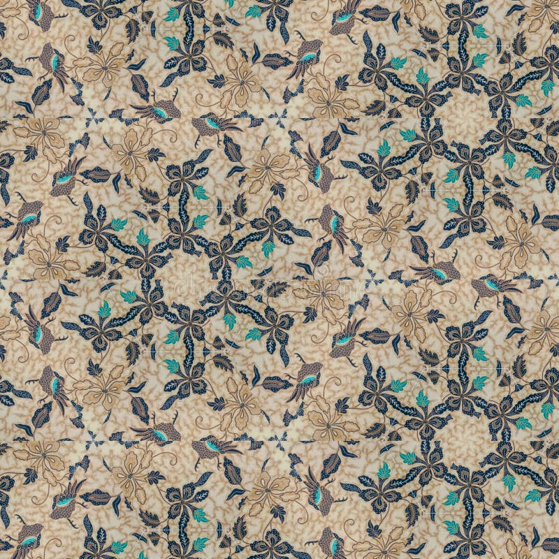 Abstract Symmetrical Pattern of Indonesian Batik, Floral Motif in Black ...