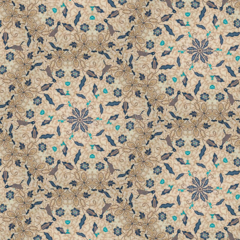 Abstract Symmetrical Pattern of Indonesian Batik, Floral Motif in Black ...