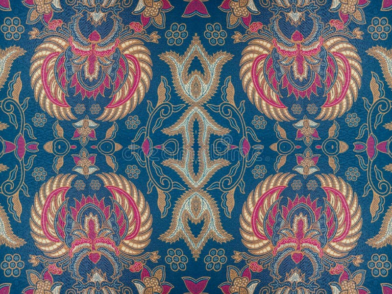 Abstract Symmetrical Pattern of Indonesian Batik in Navy Color, Floral ...