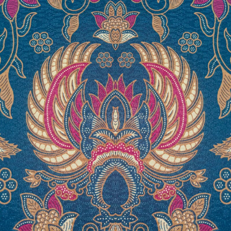 Abstract Symmetrical Pattern of Indonesian Batik in Navy Color, Floral ...