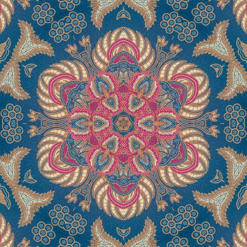 Abstract Symmetrical Pattern of Indonesian Batik in Navy Color, Floral ...