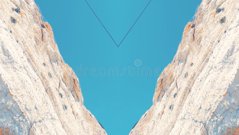 Abstract Symmetrical Pattern with Sky, Cliffs and Line. Designed Banner ...