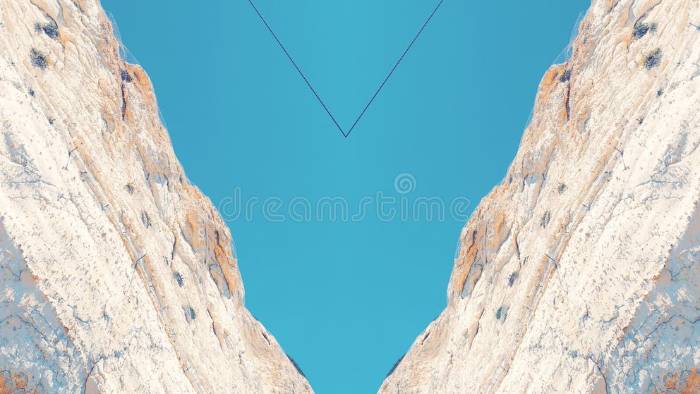 Abstract Symmetrical Pattern with Sky, Cliffs and Line. Designed Banner ...