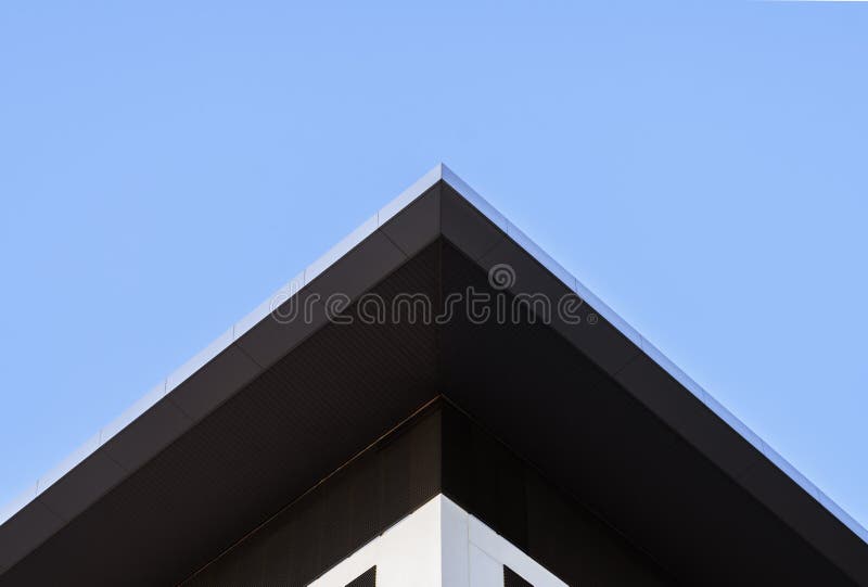 Abstract Symmetry Geometry Triangular High Building on Blue Sky Stock ...