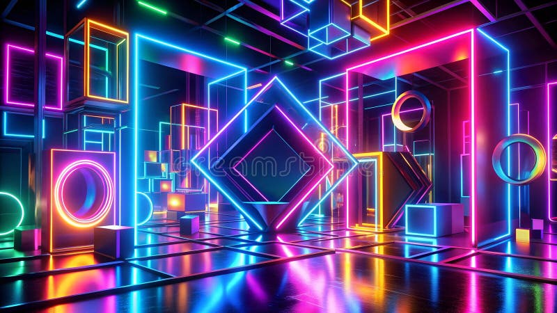 Abstract Symphony of Neon Hues Generative AI Stock Illustration ...