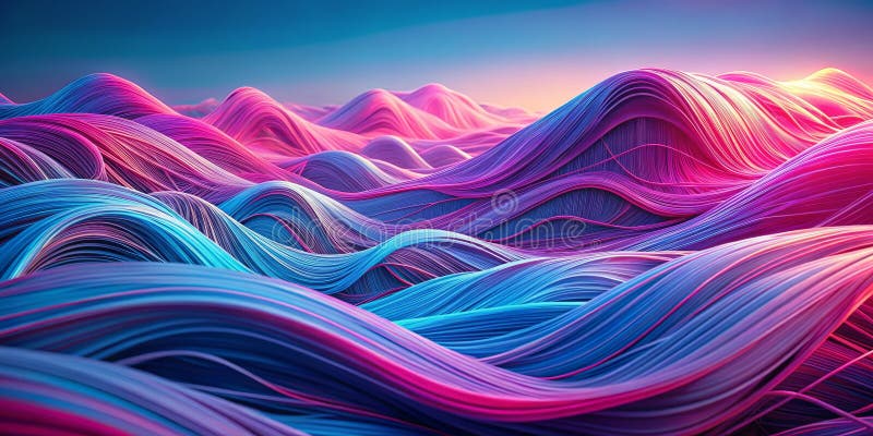 Abstract Synthwave Landscape Pink and Blue Wave Composition Stock ...