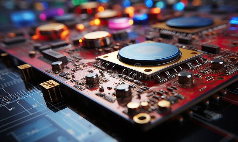 Abstract System Board on the Table Close-up. Stock Illustration ...