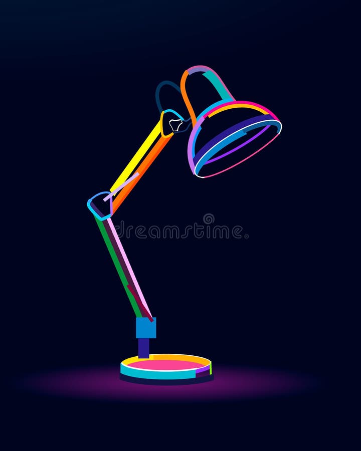 Abstract Table Lamp from Multicolored Paints, Colored Drawing Stock ...