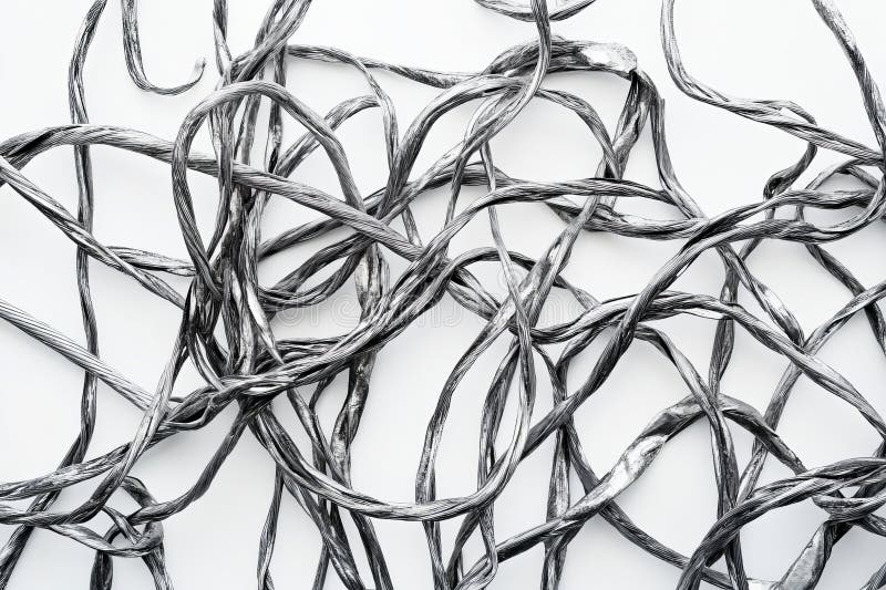 Abstract Tangle of Silver Wires on White Background Stock Illustration ...