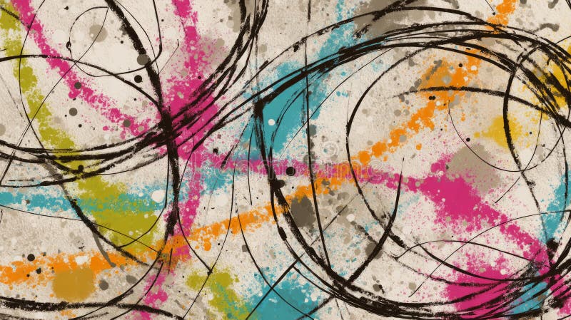 Abstract Tangled Black Lines Over Beige Background Stock Image - Image ...