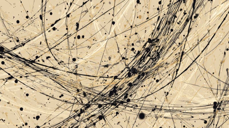 Abstract Tangled Black Lines Over Beige Background Stock Photo - Image ...