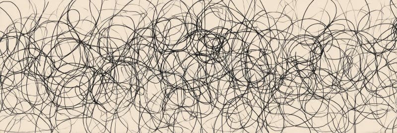Abstract Tangled Black Lines Over Beige Background Stock Photo - Image ...