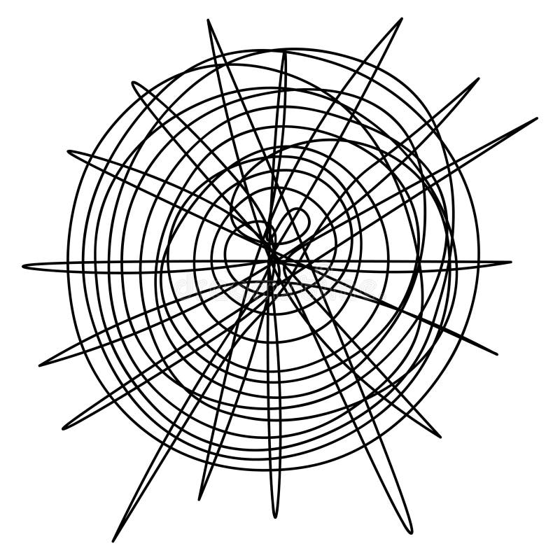 Abstract Tangled Doodles. Hand Drawn Spherical Lines. a Ball of Threads is Pierced by Sharp ...