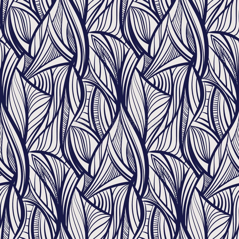 Abstract Tangled Leaves Seamless Pattern. Colorful Wavy Striped ...