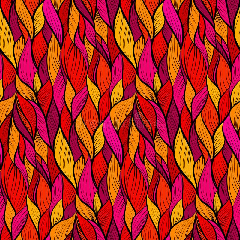 Abstract Tangled Leaves Seamless Pattern. Colorful Wavy Striped ...