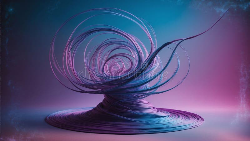 Abstract with Tangled Thread-Like Lines in Shades of Blue and Purple ...