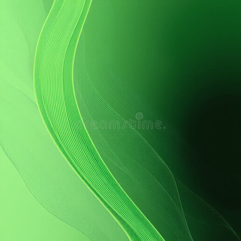 Abstract Tanslucent Green Lines and Waves Against a Gradient Background ...