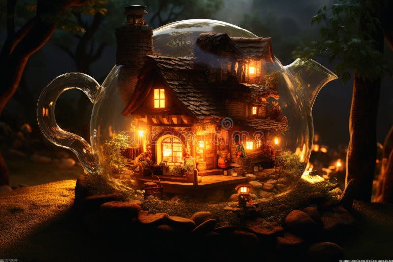 An Abstract Tea Artwork of Teapots and Cups Stock Illustration ...