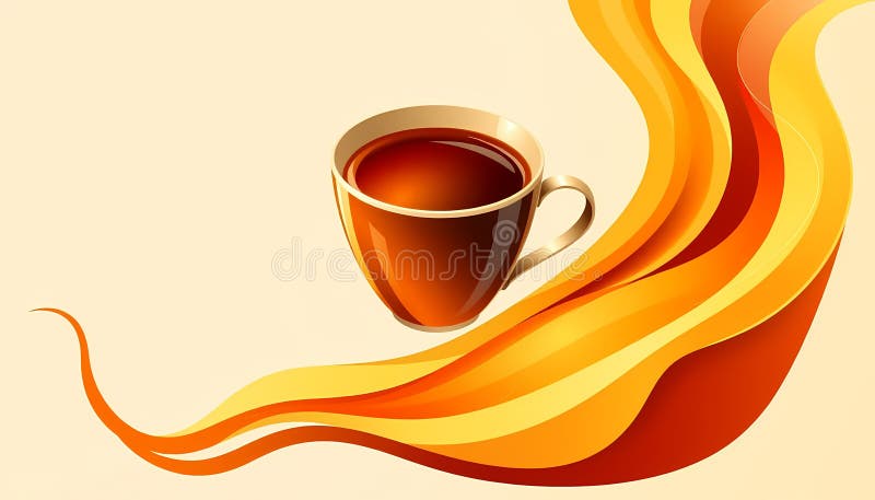 Abstract Tea Cup with Flowing Aroma Waves Stock Illustration ...