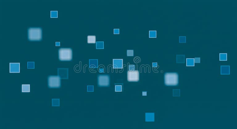 Abstract Teal Background with Floating Blue Squares Stock Illustration ...