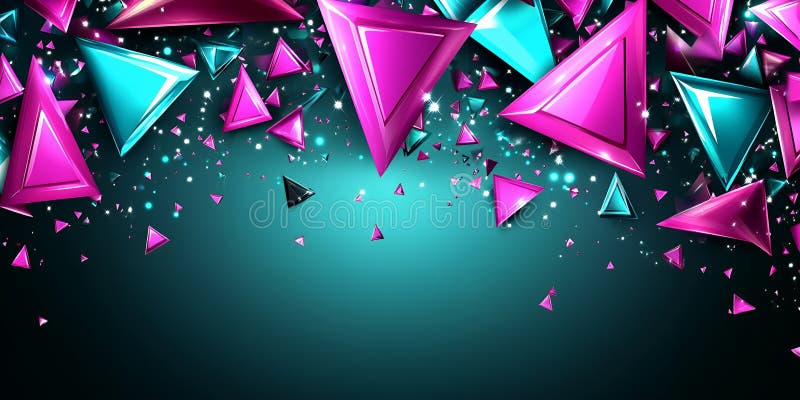 Abstract Teal Background with Pink Blue 3D Triangles Stock Illustration ...